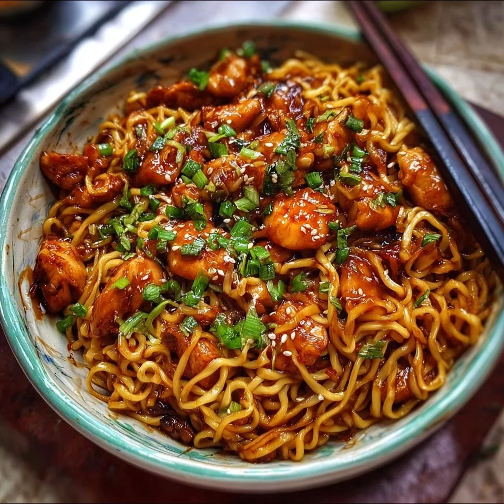 Sticky Garlic Chicken Noodles